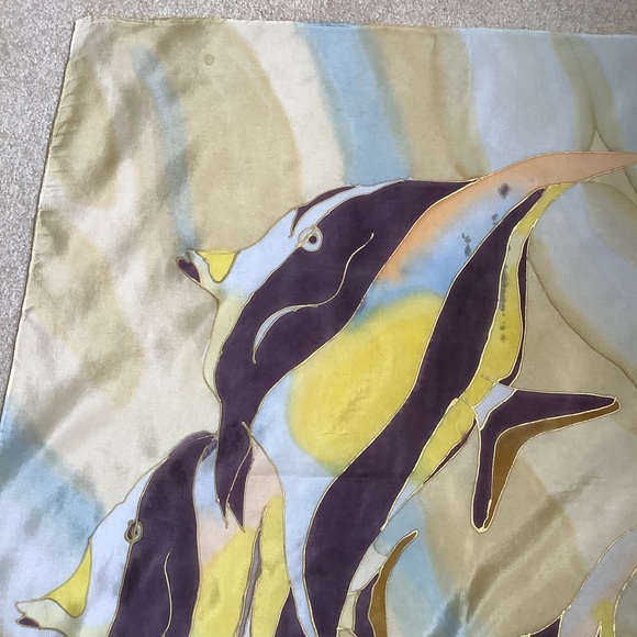 Accessories | Vintage Tropical Fish Scarf Hand Painted And Signed ...
